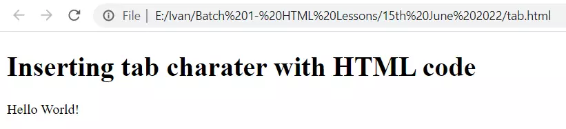 କୋଡ୍ ସହିତ HTML ସନ୍ନିବେଶ ଟ୍ୟାବ୍ ଏବଂ ସ୍ପେସ୍ ଅକ୍ଷର | 3046_2