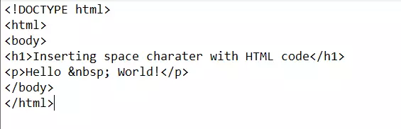 କୋଡ୍ ସହିତ HTML ସନ୍ନିବେଶ ଟ୍ୟାବ୍ ଏବଂ ସ୍ପେସ୍ ଅକ୍ଷର | 3046_3