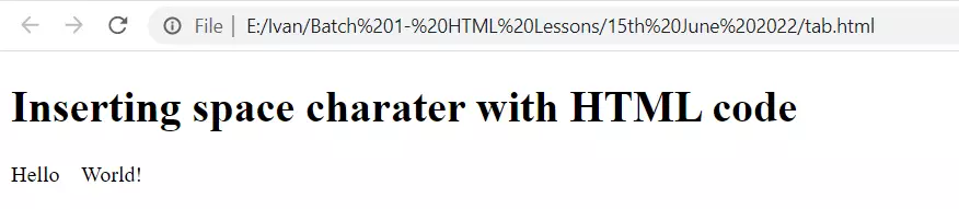 କୋଡ୍ ସହିତ HTML ସନ୍ନିବେଶ ଟ୍ୟାବ୍ ଏବଂ ସ୍ପେସ୍ ଅକ୍ଷର | 3046_6