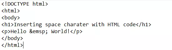 କୋଡ୍ ସହିତ HTML ସନ୍ନିବେଶ ଟ୍ୟାବ୍ ଏବଂ ସ୍ପେସ୍ ଅକ୍ଷର | 3046_7