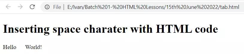 କୋଡ୍ ସହିତ HTML ସନ୍ନିବେଶ ଟ୍ୟାବ୍ ଏବଂ ସ୍ପେସ୍ ଅକ୍ଷର | 3046_8