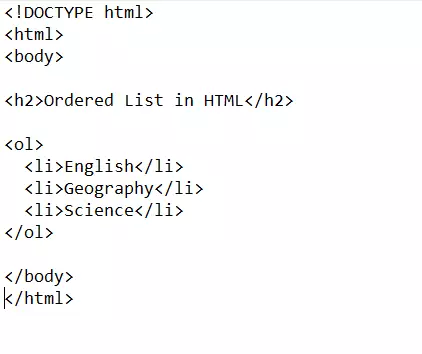 HTML ۾ ترتيب ڏنل فهرستون 3071_1