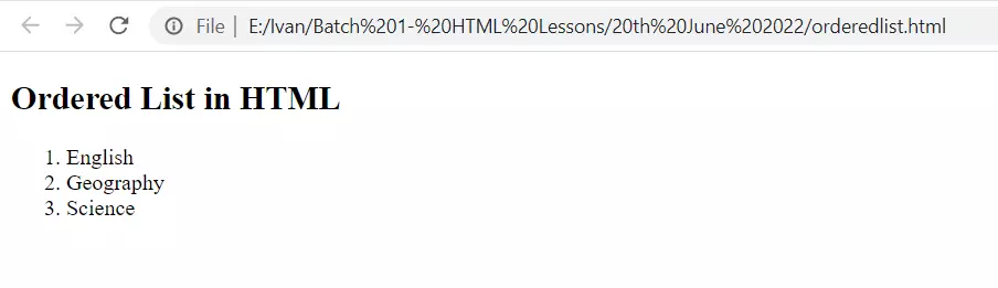 HTML में आदेशित सूचियाँ 3071_2