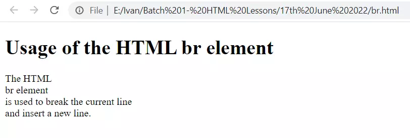 HTML br መለያ 3072_2