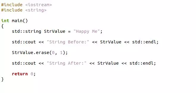 C++ ನಲ್ಲಿ ಸ್ಟ್ರಿಂಗ್ನಿಂದ ಮೊದಲ ಅಕ್ಷರವನ್ನು ತೆಗೆದುಹಾಕಿ 3105_1