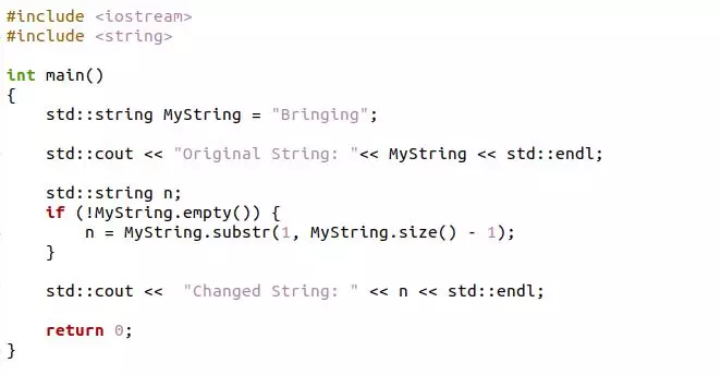 C++ ನಲ್ಲಿ ಸ್ಟ್ರಿಂಗ್ನಿಂದ ಮೊದಲ ಅಕ್ಷರವನ್ನು ತೆಗೆದುಹಾಕಿ 3105_9