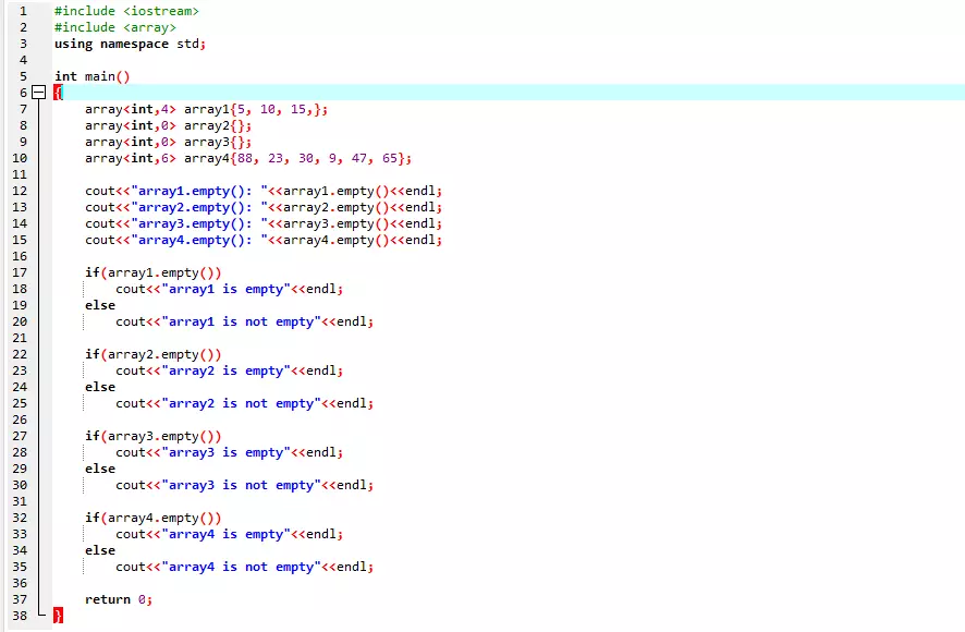 C ++ Onani ngati Array ilibe kanthu 3108_1