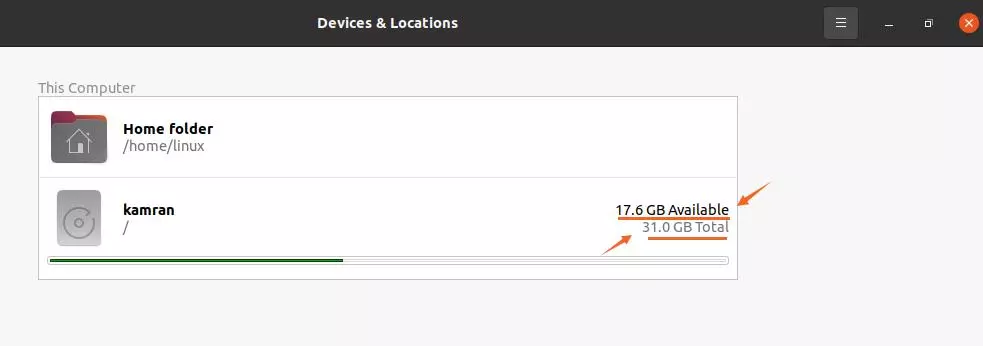 Come controllare lo spazio su disco in Ubuntu 20.04 e 20.10? 3184_7