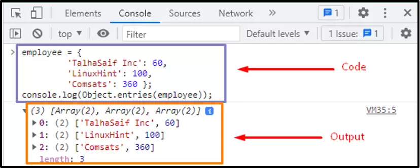 Javascript Object.entries() ක්‍රමය 3326_1