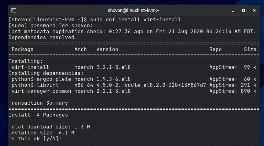 CentOS 8లో KVM/QEMUని ఎలా ఇన్స్టాల్ చేయాలి 3372_24