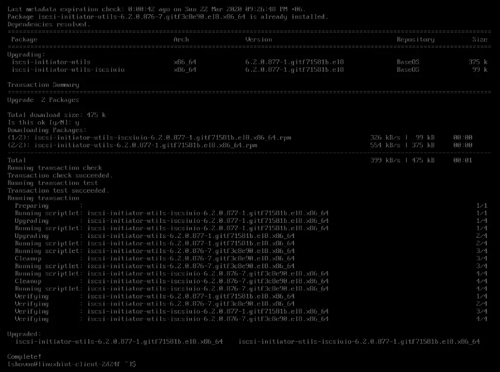 Konfigurieren Sie den iSCSI-Speicherserver auf CentOS 8 3373_47