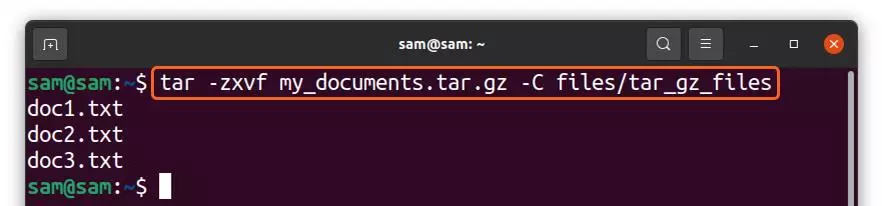 Як розпакувати файли Tar у певний каталог у Linux 353_5