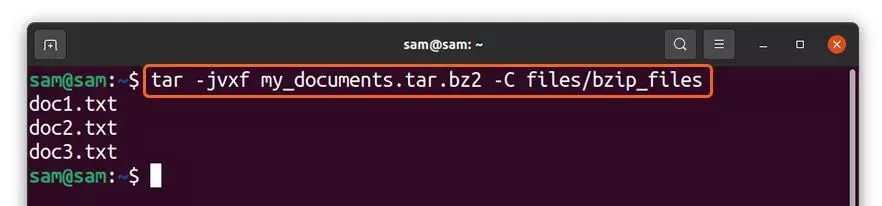 Linux의 특정 디렉토리에 Tar 파일을 추출하는 방법 353_7