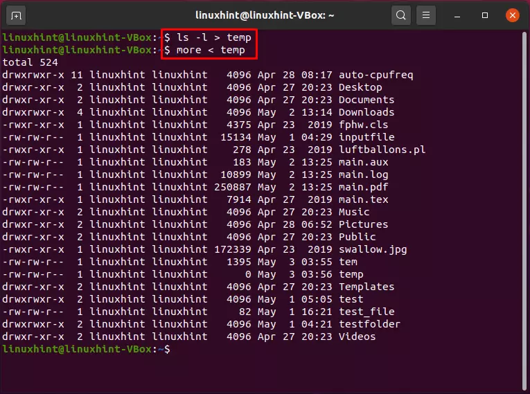 Command တစ်ခု၏ Output ကို Linux ရှိ ဖိုင်တစ်ခုသို့ မည်သို့ ပိုက်ထည့်မည်နည်း။ 356_2