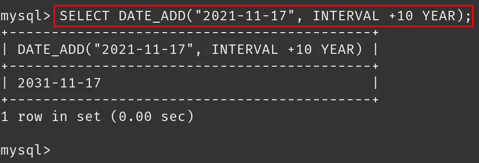 ฟังก์ชัน DATE_ADD() ใน MySQL คืออะไร 3604_2