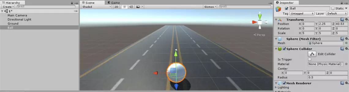 Unity3D বল অন রোডে