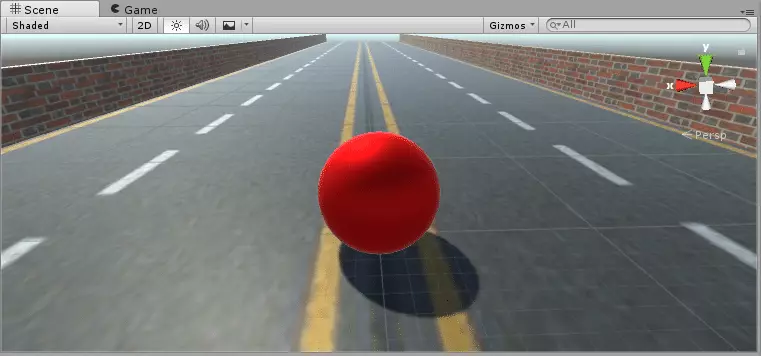 Unity3D Red Ball op Strooss