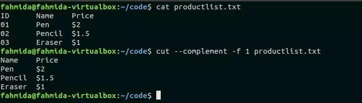 Linux カット コマンドの例 372_6