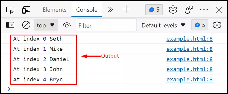 JavaScript හි අරාවක් හරහා පුනරාවර්තනය කිරීමට විවිධ ක්‍රම 3732_3