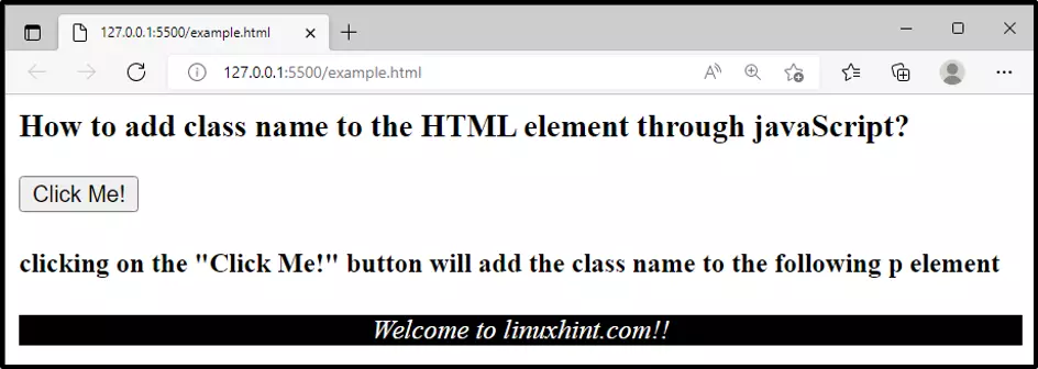 Ahoana ny fomba hanampiana ny anaran'ny kilasy amin'ny singa HTML amin'ny alàlan'ny JavaScript? 3737_2