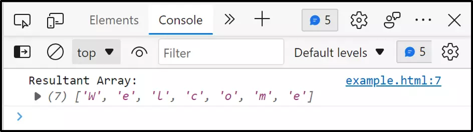 JavaScript ਵਿੱਚ ਸਟ੍ਰਿੰਗ ਤੋਂ ਅੱਖਰ ਐਰੇ ਕਿਵੇਂ ਪ੍ਰਾਪਤ ਕਰੀਏ 3738_3