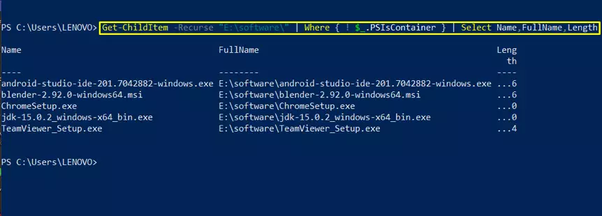 Listigu dosierojn en dosierujo kun PowerShell 3970_3