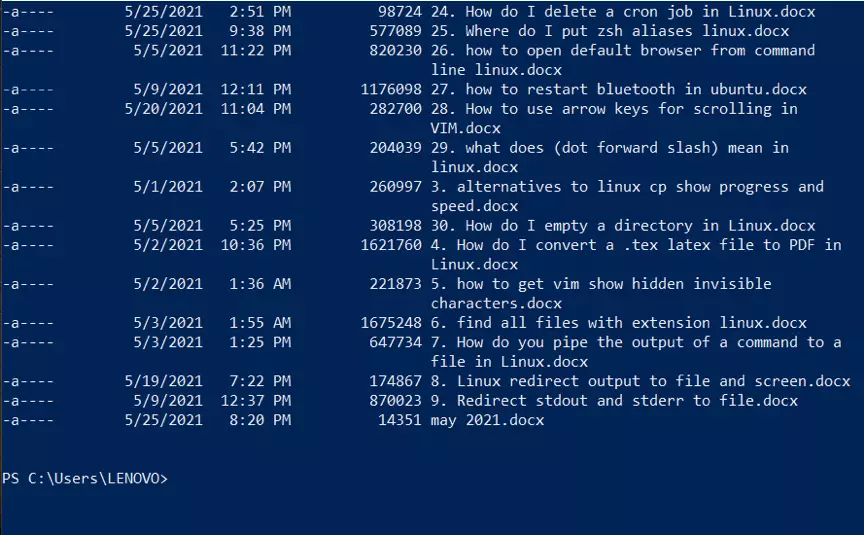 PowerShell સાથે ડિરેક્ટરીમાં ફાઇલોની સૂચિ બનાવો 3970_9