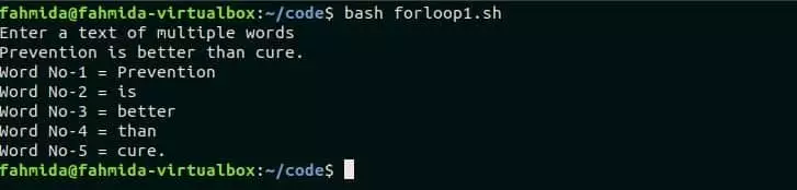 أمثلة Bash for loop