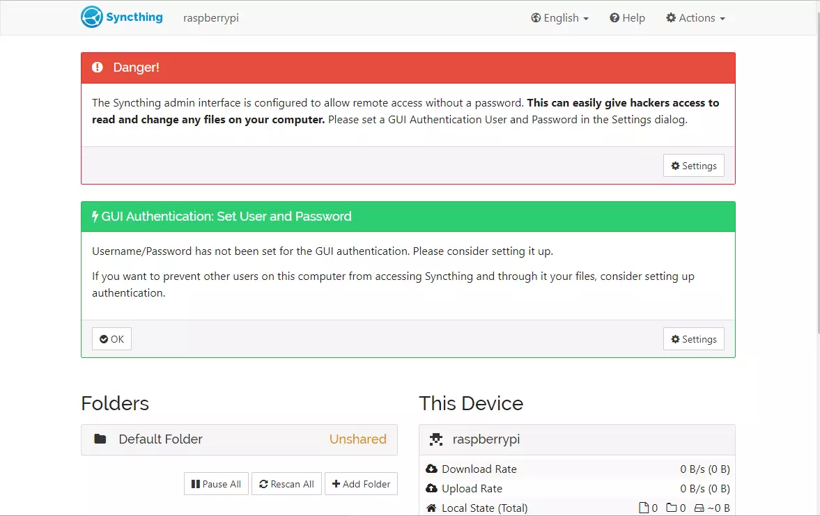 Fa'asoa faila i lau Raspberry Pi ma le Syncthing 4019_17