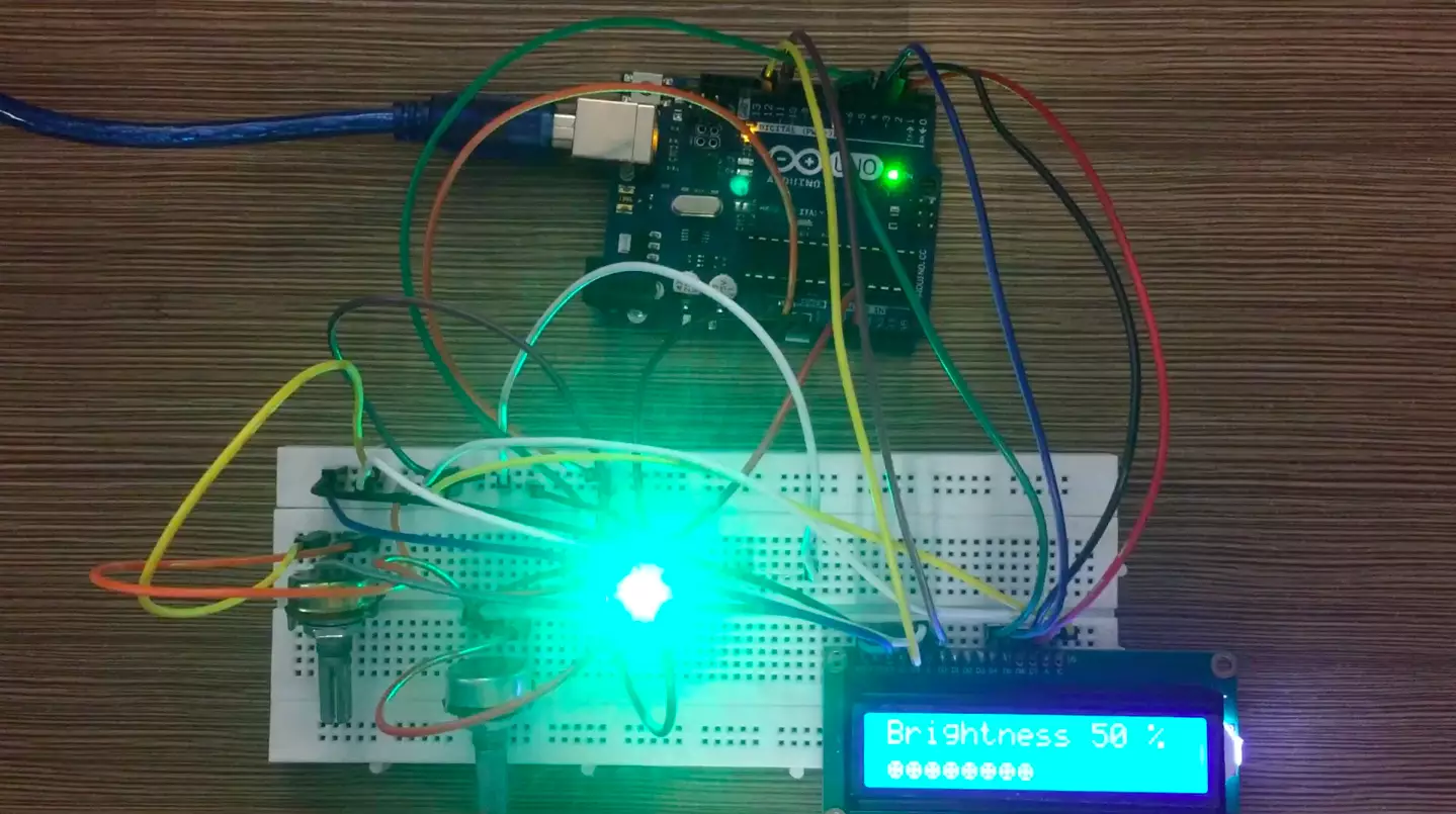 Jak zobrazit jas LED na LCD pomocí Arduino Uno 4028_3