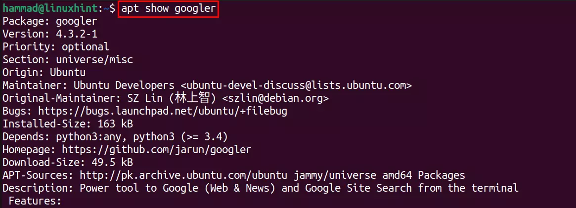 Googler'ı Ubuntu 22.04 ve Linux Mint 20'ye nasıl kurarım