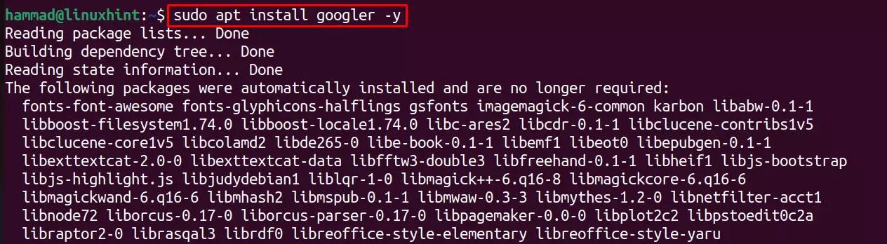 วิธีติดตั้ง Googler บน Ubuntu 22.04 และ Linux Mint 20 431_2