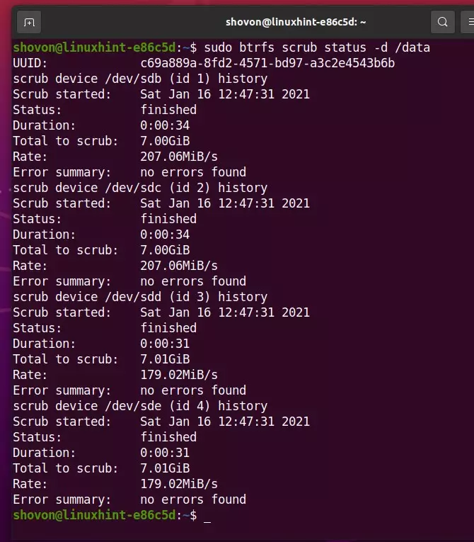 Btrfs Scrub භාවිතා කරන්නේ කෙසේද? 4368_23