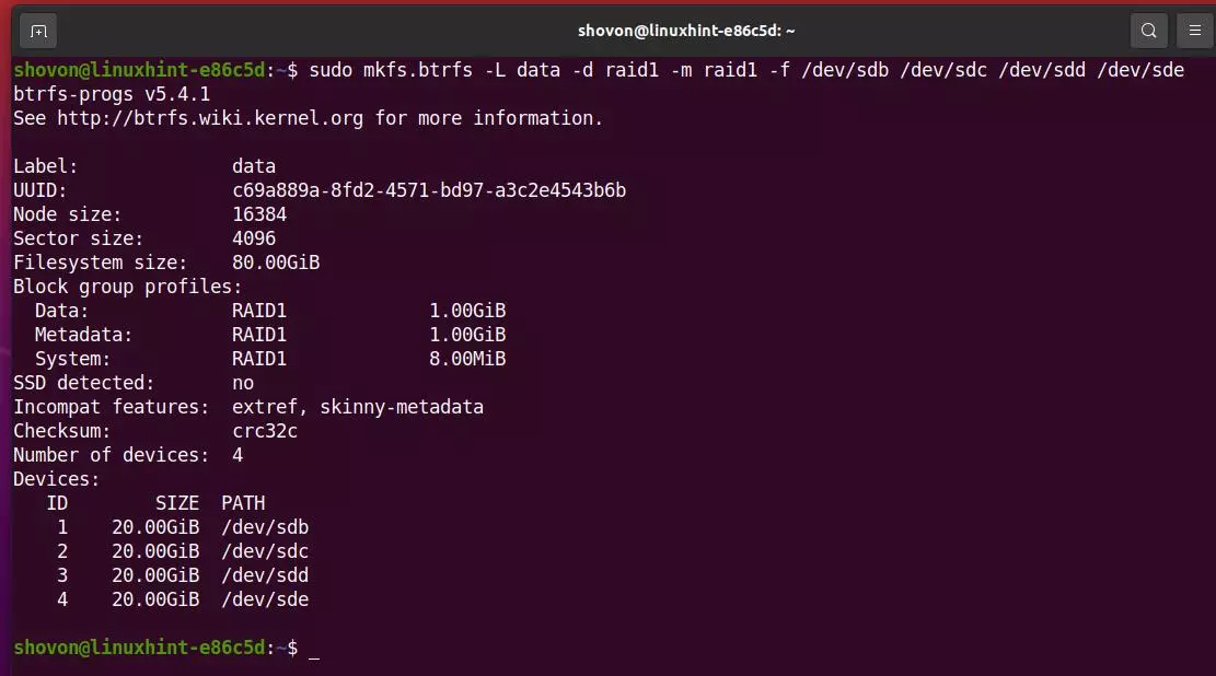 Hvernig á að setja upp Btrfs RAID 4369_13