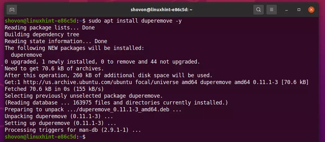 Maitiro Ekuchengetedza Disk Space uchishandisa Btrfs Deduplication 4374_8