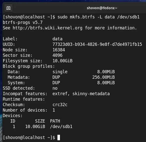 Zainstaluj i używaj Btrfs w Fedorze 33 4375_20