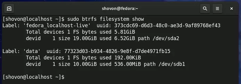 Fedora 33 တွင် Btrfs ကို ထည့်သွင်းပြီး အသုံးပြုပါ။ 4375_26