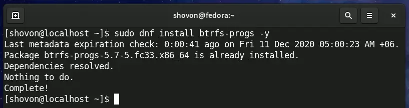 Fedora 33 боюнча Btrfs орнотуу жана колдонуу 4375_3