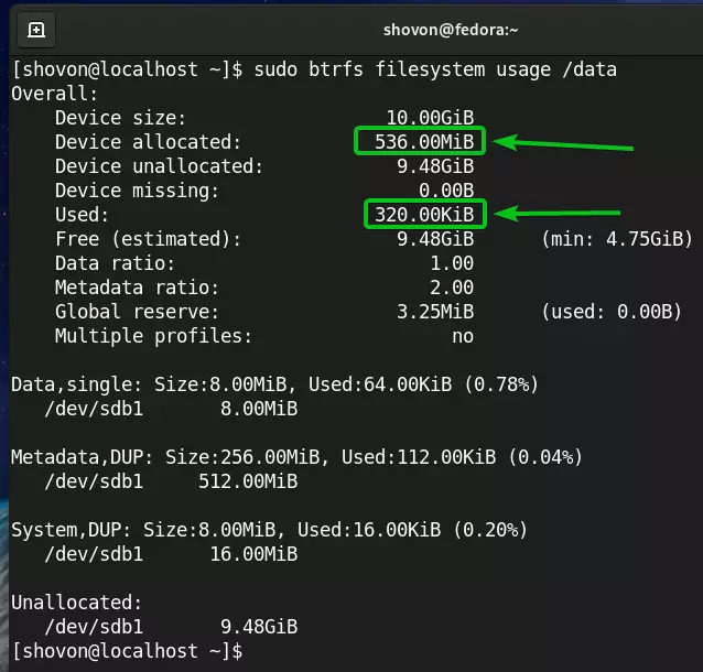 Mametraka sy mampiasa Btrfs amin'ny Fedora 33 4375_30