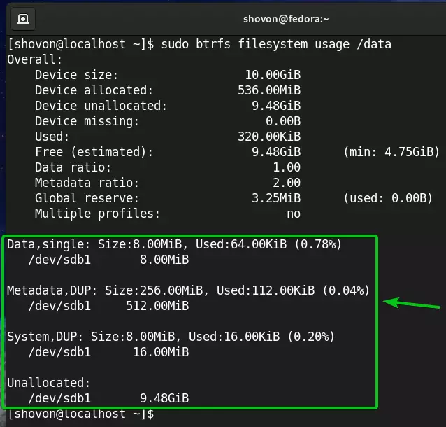 Instalirajte i koristite Btrfs na Fedori 33 4375_32