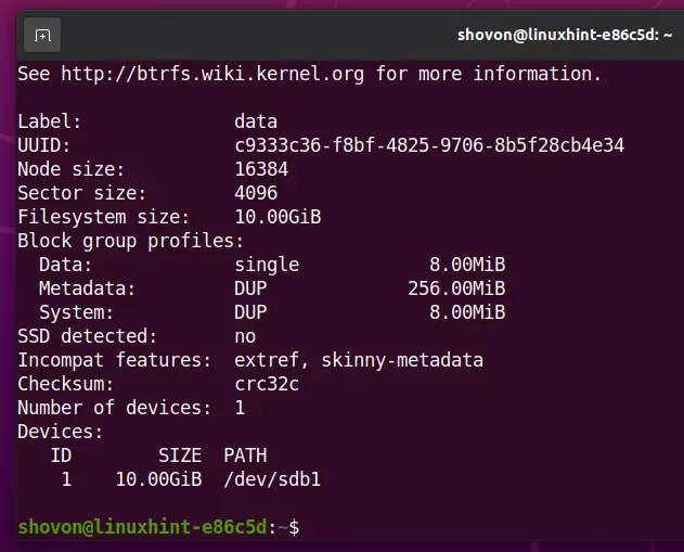 Установите и используйте Btrfs в Ubuntu 20.04 LTS 4380_20