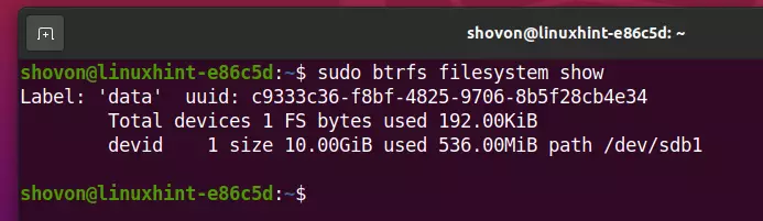 Įdiekite ir naudokite Btrfs Ubuntu 20.04 LTS 4380_25