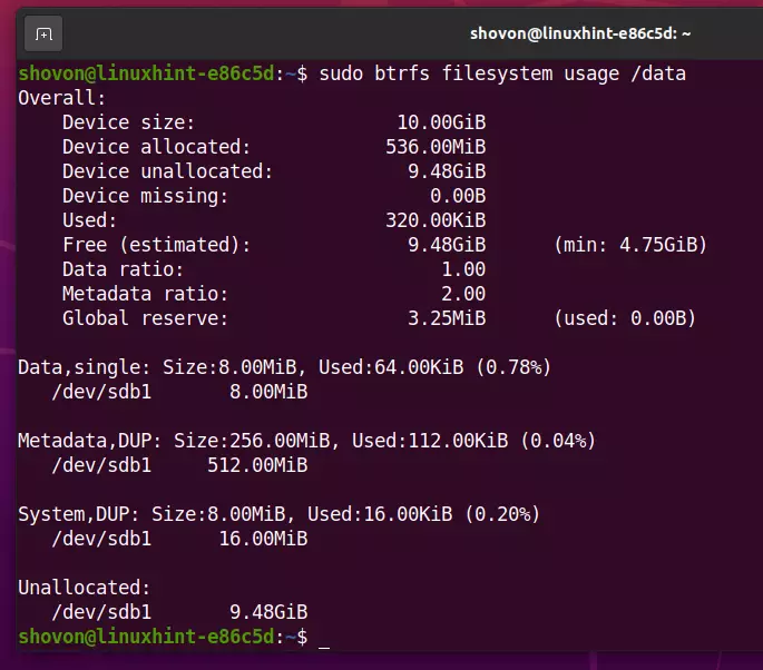 Namestite in uporabite Btrfs na Ubuntu 20.04 LTS 4380_27