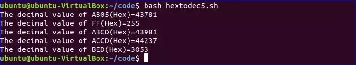 Bash တွင် Hexadecimal သို့ Decimal သို့ ပြောင်းပါ။ 4412_5