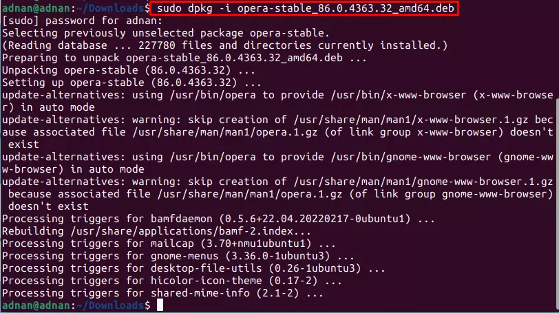 Ubuntu 22.04 дээр Opera вэб хөтчийг хэрхэн суулгах талаар 4456_8