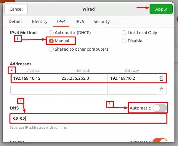 Cómo cambiar de DHCP a dirección IP estática en Ubuntu 22.04 4464_18