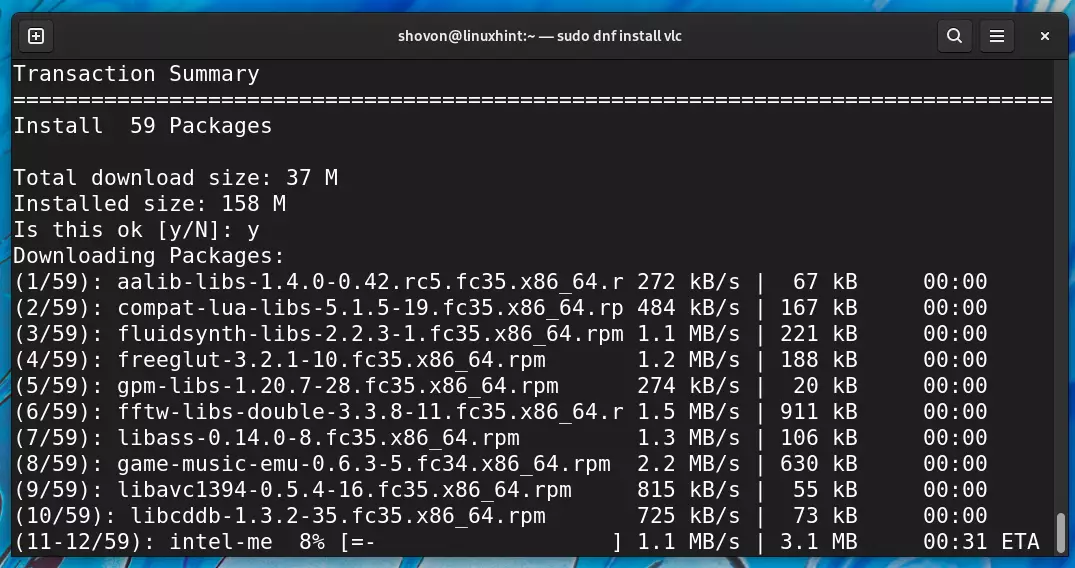 Fedora 35 تي VLC ميڊيا پليئر ڪيئن انسٽال ڪجي 4613_11