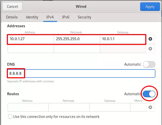 Kepiye cara ngatur alamat IP statis ing Fedora? 4617_15