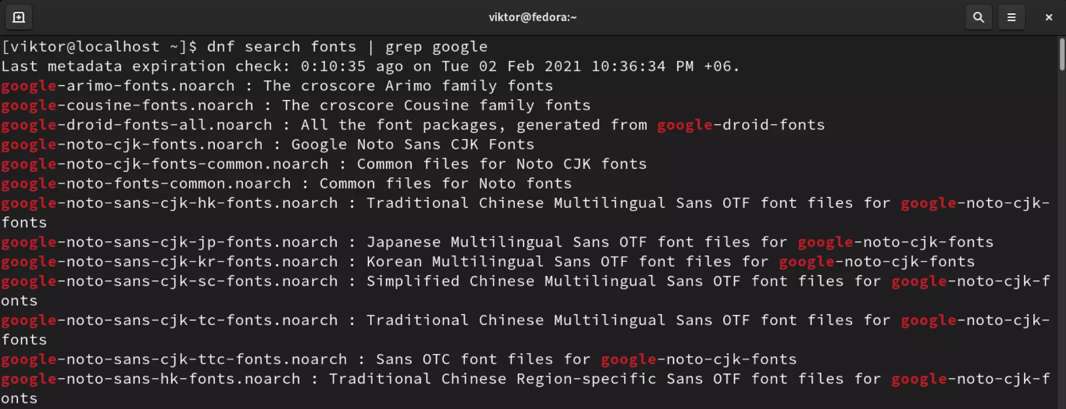 Чӣ тавр Google Fonts дар Fedora насб кардан мумкин аст 4625_3