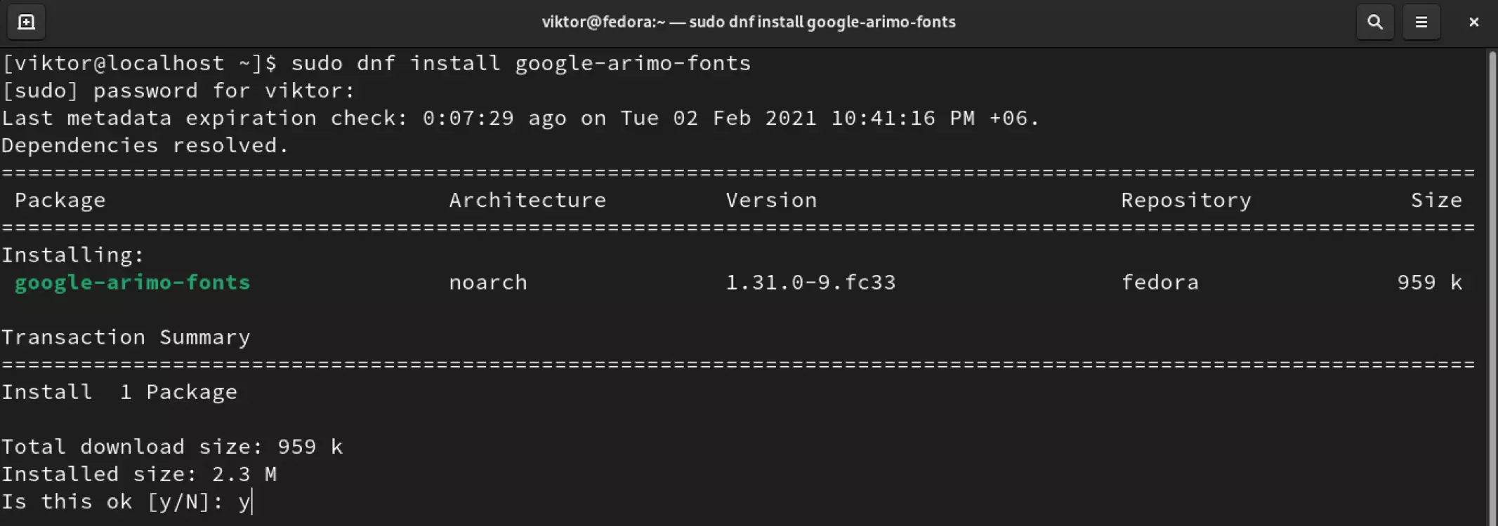 Cómo instalar fuentes de Google en Fedora 4625_4